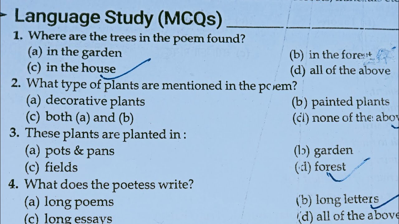 Up board class 10 The trees MCQs | class 10 english multiple choice ...