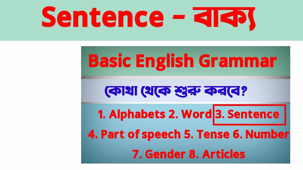 Basic English Grammar In Bengali | Sentence #english_school - YouTube
