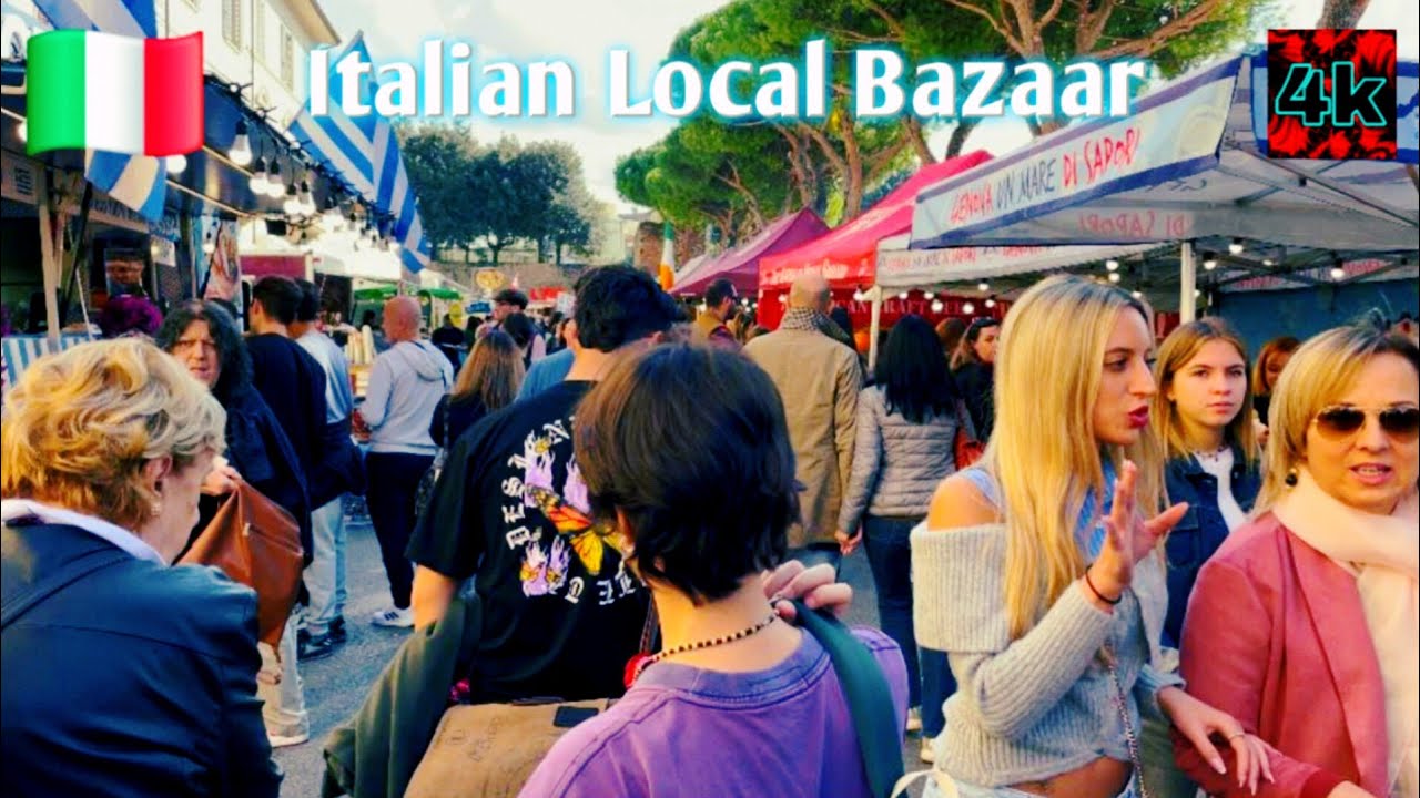 🇮🇹 Italian Local Bazaar walking tour 4k HDR @WalkTour4K - YouTube