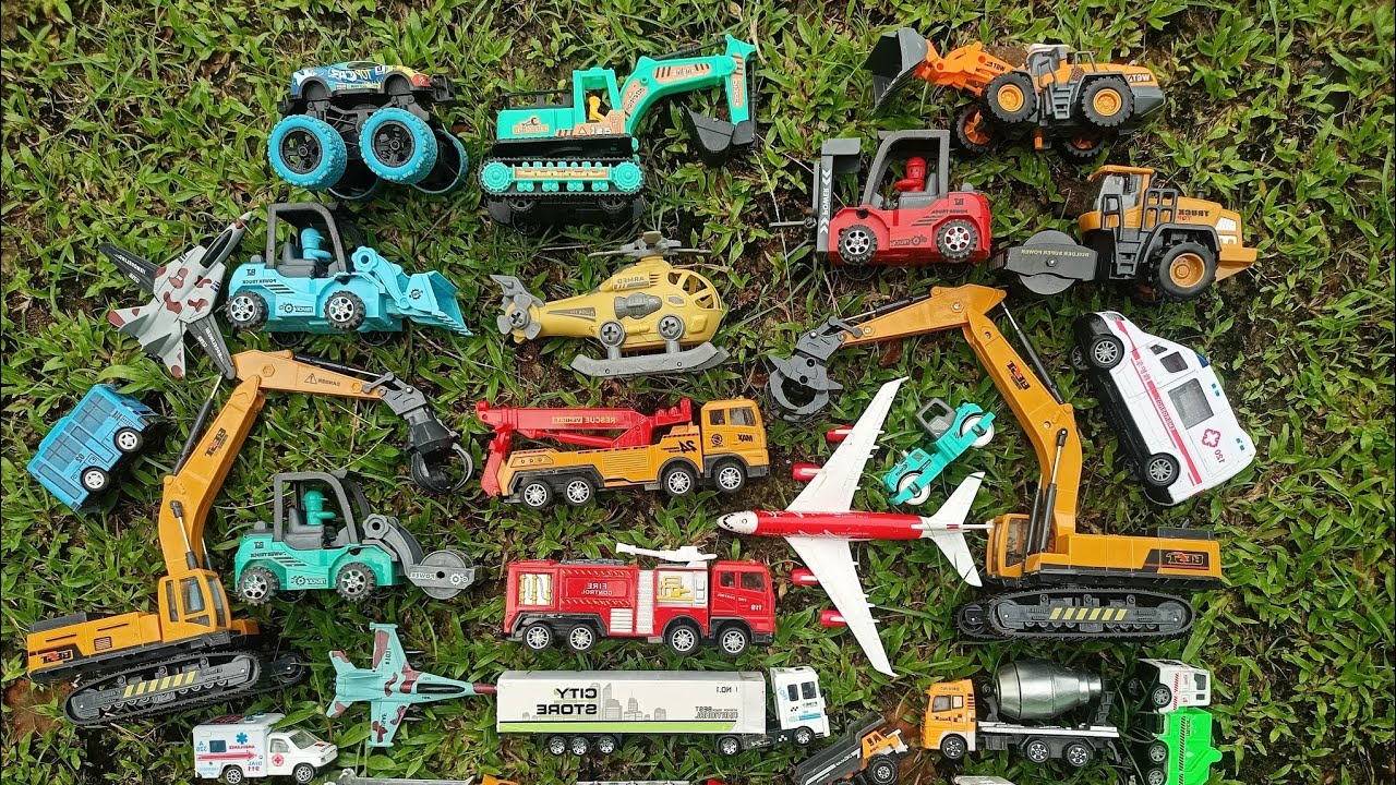 MENEMUKAN MAINAN MOBILAN Mobil Offroad, Pesawat Jet, Truk Molen, Loader ...