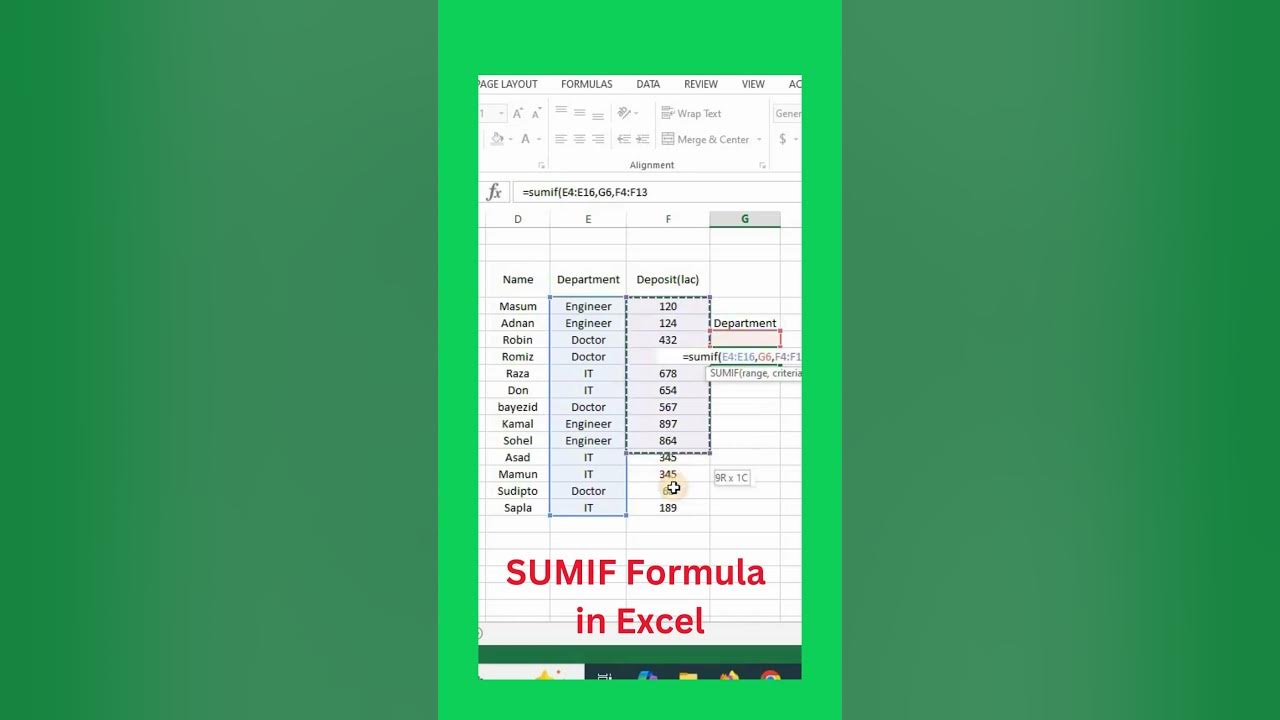 1 Sumif Formula In Excel Excel Exceltips Exceltutorial Exceltricks