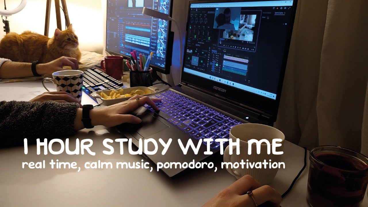 1 Hour Study With Me | Calm Music, At Night, Real Study, With My Friend ...