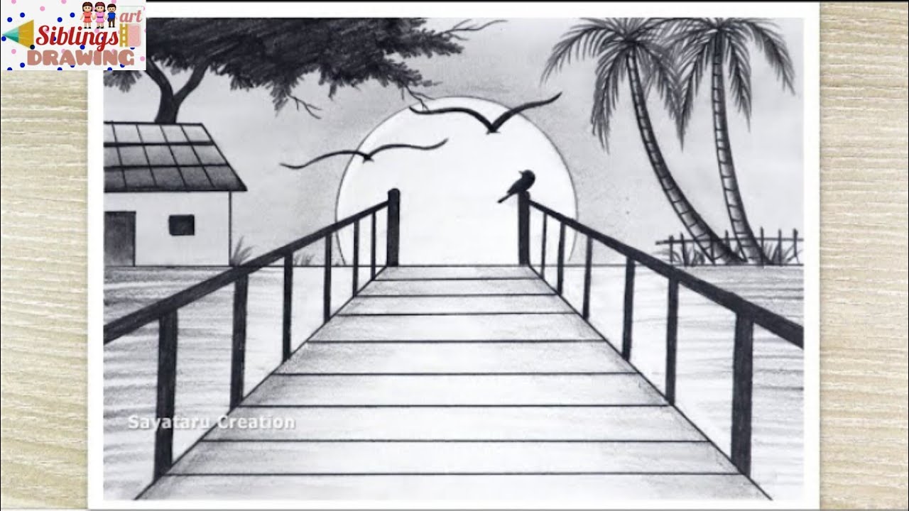 Sunset Landscape Drawing with pencil 😍 Step by step - YouTube