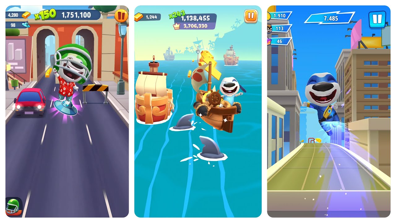 Talking Tom Time Rush vs Talking Tom Gold Run vs Talking Tom Hero Dash ...