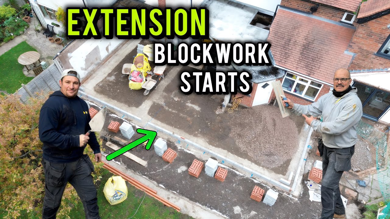 Coach House Extension Ep4 – Brick & Block Work Setting Out And Laying ...