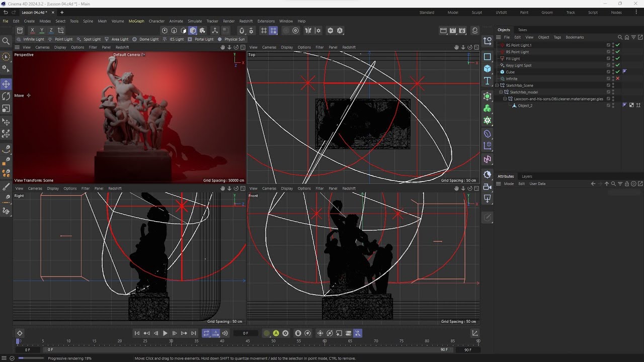 REDSHIFT - Lesson 04 - Studio Set, Three Point Lighting, Area Lights ...