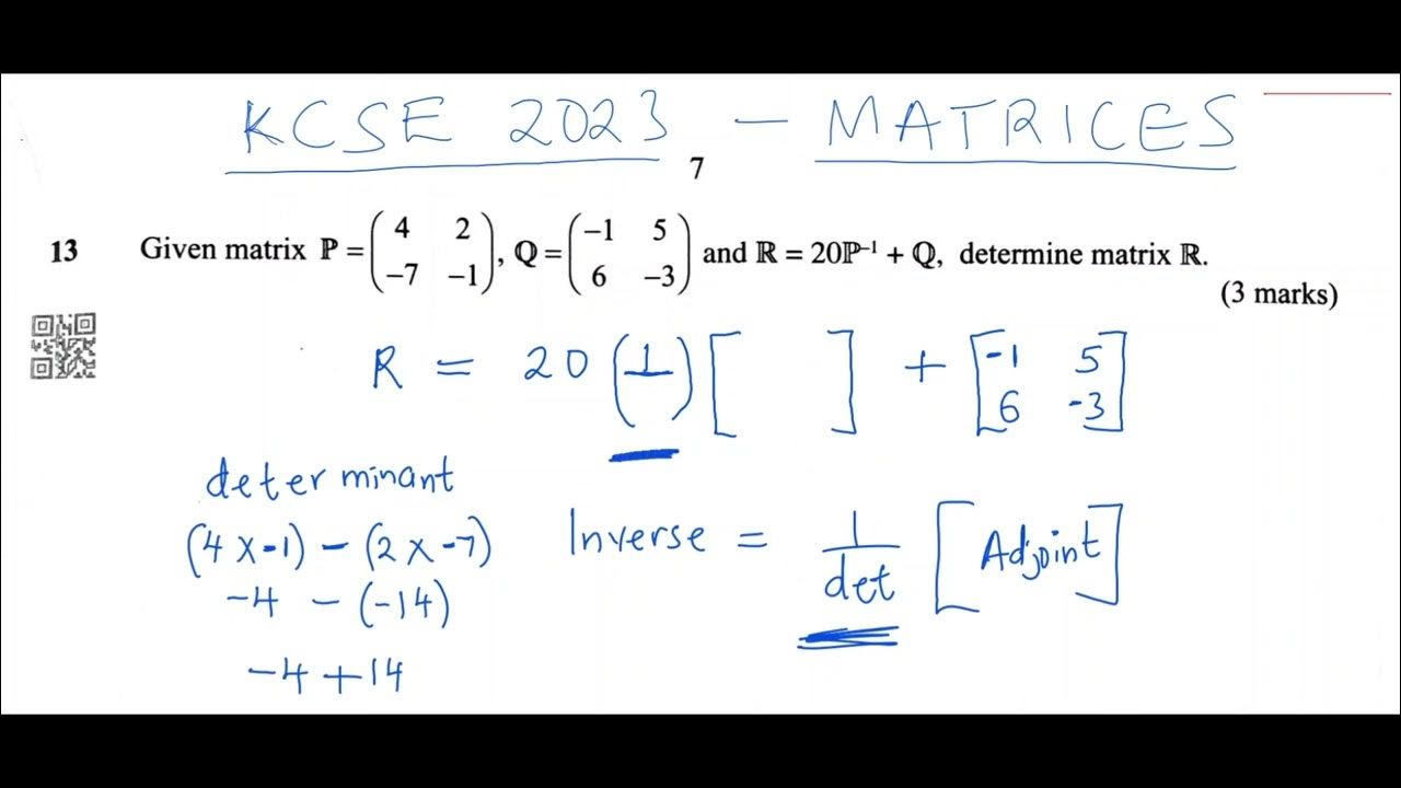 KCSE 2023 PP1 MATRICES - YouTube