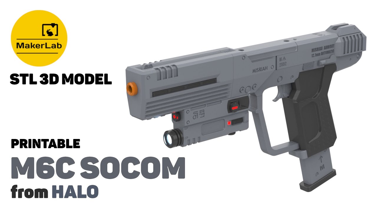 M6C Socom - Halo - Printable 3d model - STL files - YouTube