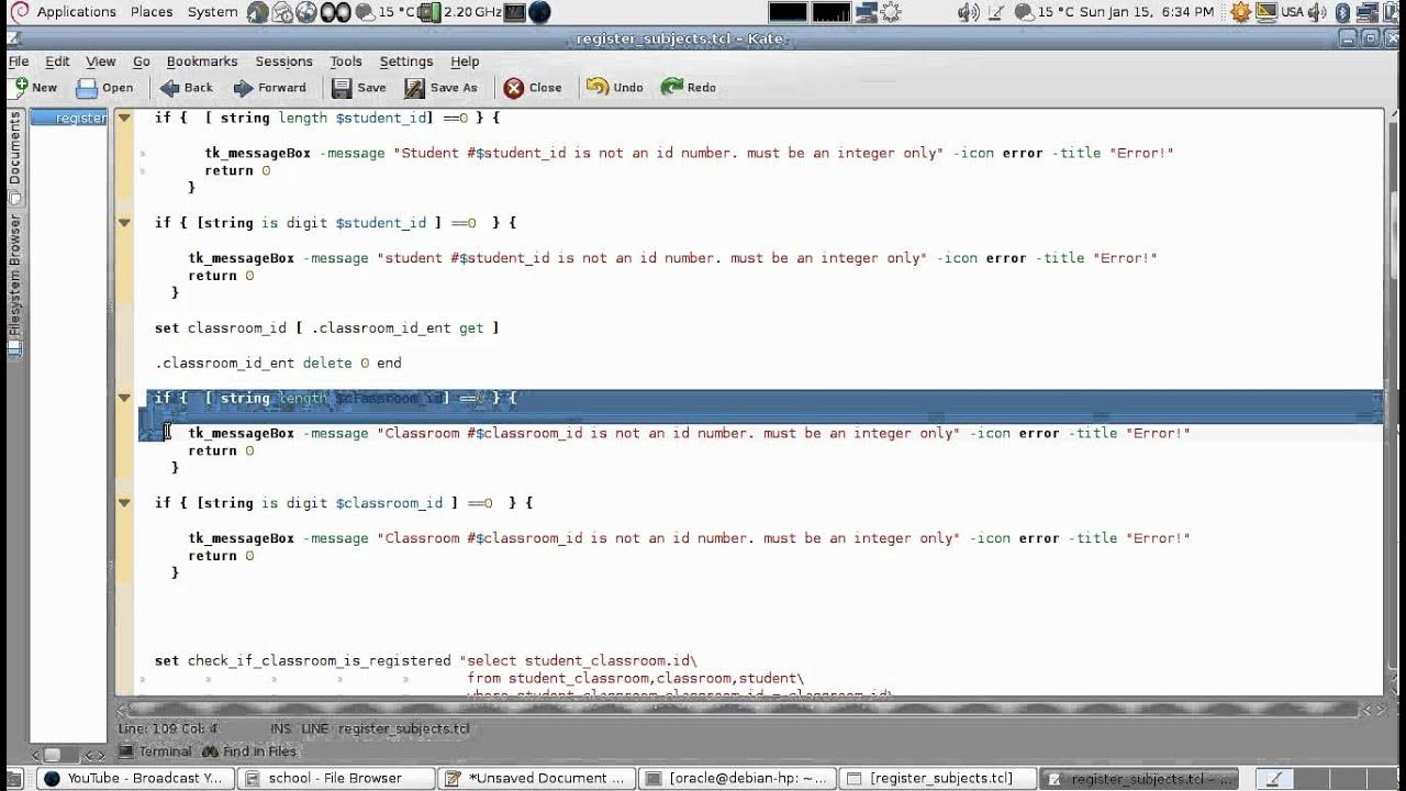 Tcl/Tk/MySQL Example:School Registration:Lesson9: Registering ...
