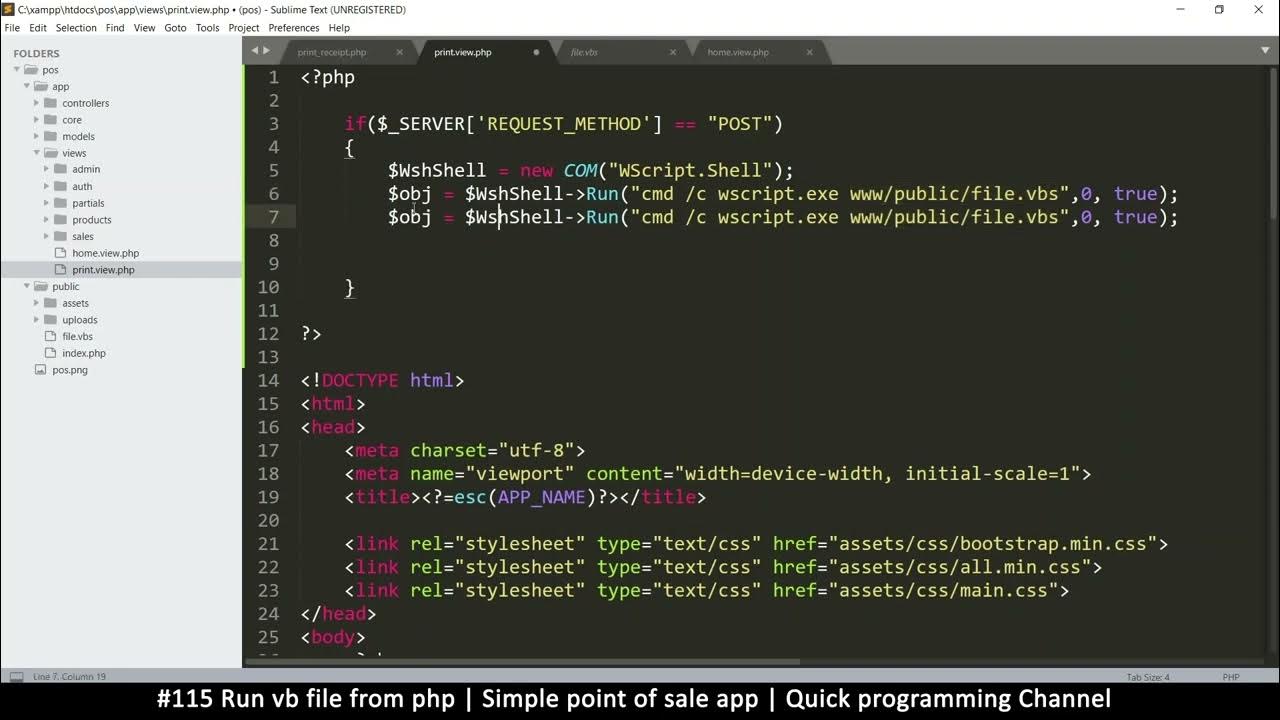 #115 Run vb file via php | Simple point of sale app in php & javascript | Quick programming ...