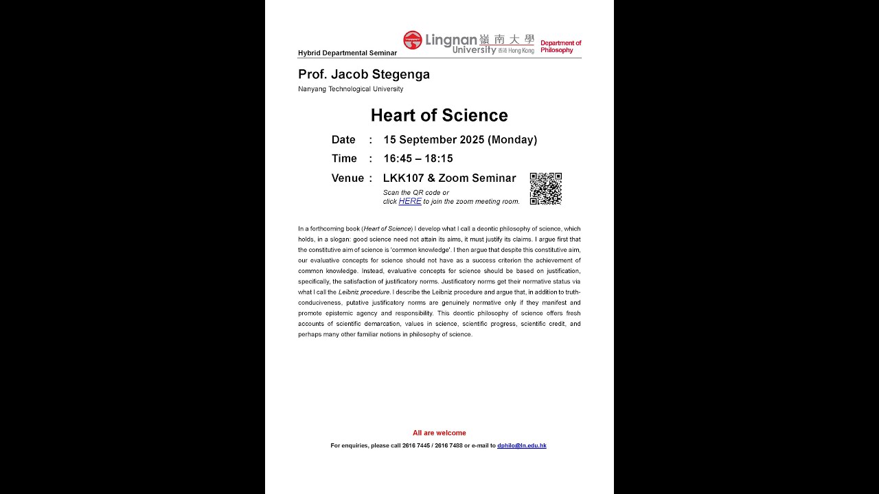 (PHI) Heart of Science by Prof. Jacob Stegenga on 15 Sep 2025 - YouTube