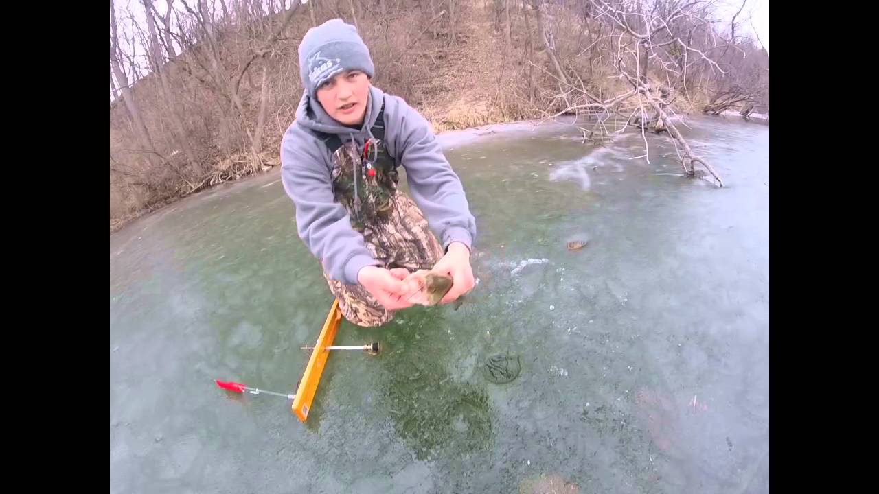 Ice Fishing the pond - YouTube