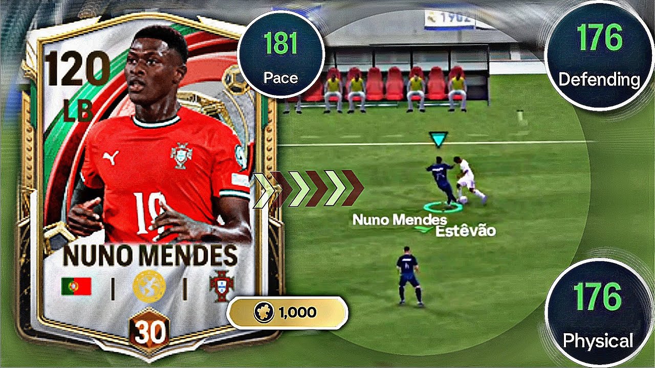 Beast Left-back 🔥🥶 115 Ovr Card NUNO MENDES Review - FC mobile - YouTube