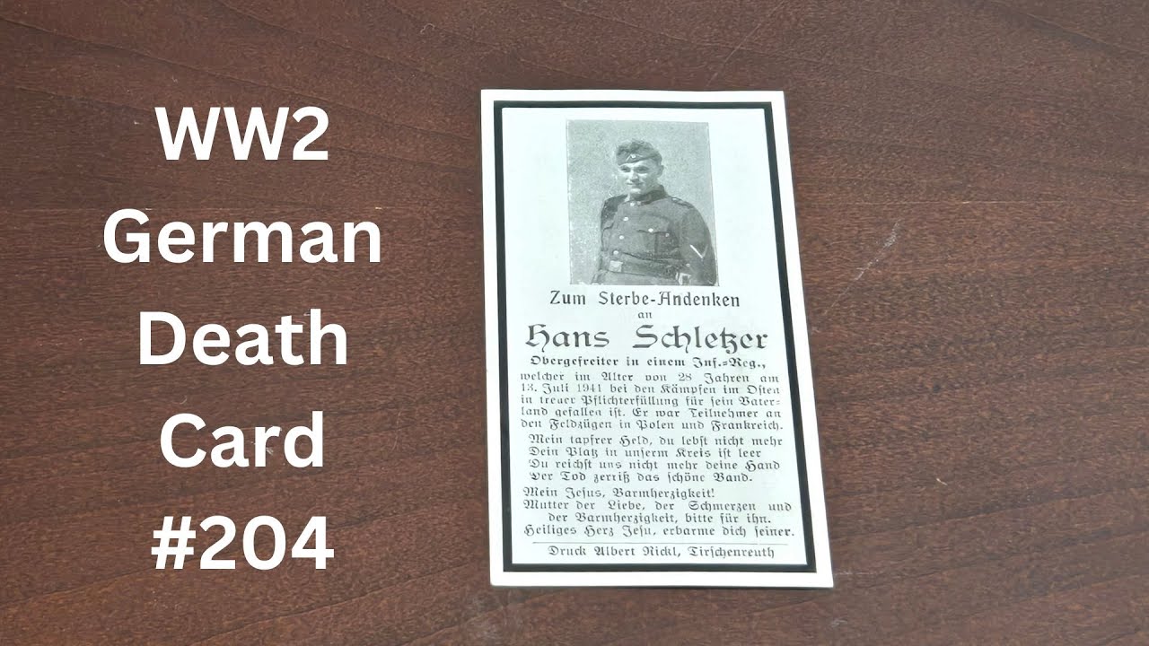 WW2 German Death Card #204 - YouTube