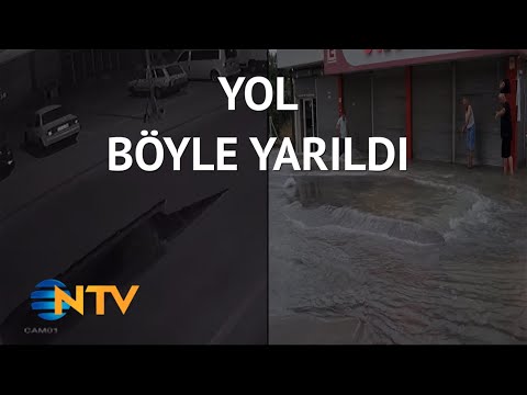 @NTV Su borusu patlayınca yol yarıldı