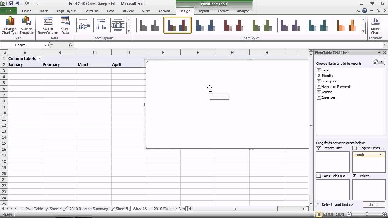 Excel 2010 - Create a PivotChart - YouTube