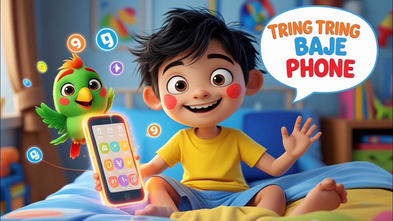 Tring Tring Baje Mobile Phone📱| Funny Mobile Phone Rhymes for Kids ...