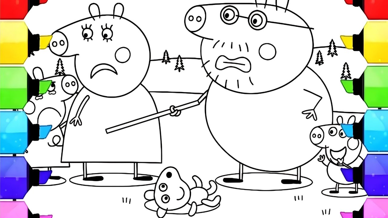 Daddy Pig is angry on Peppa Pig Drawing Easy, Peppa Pig Family Drawing ...