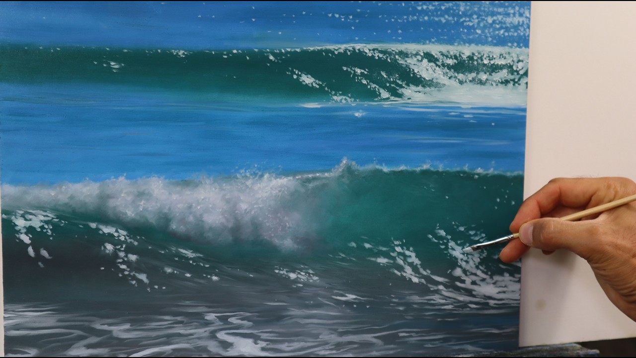 Painting a highly realistic breaking wave - broken down step by step ...