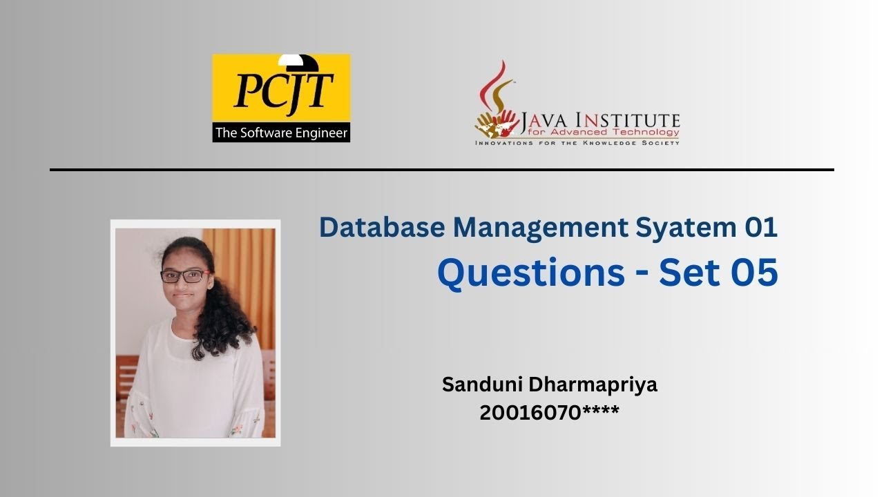 Question Set 05 | Database Management System | Java Institute - YouTube