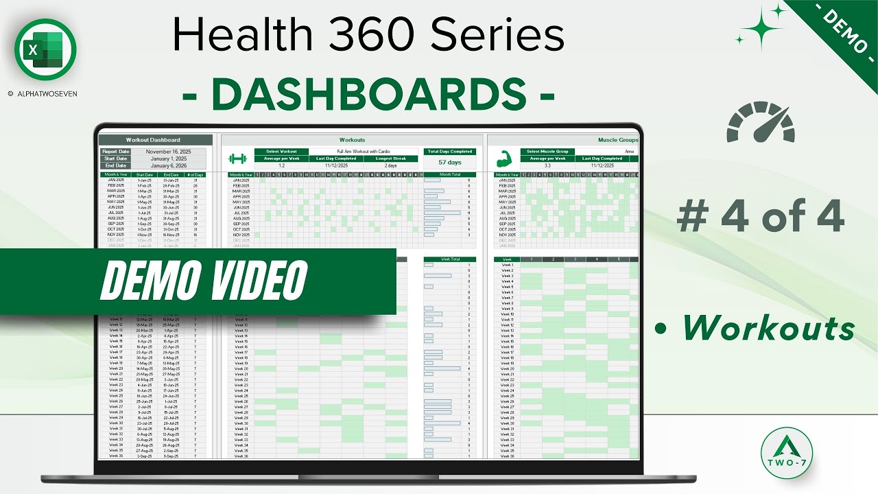 Health 360 Series Dashboards: Workout Tracker - Demo - Excel Template ...