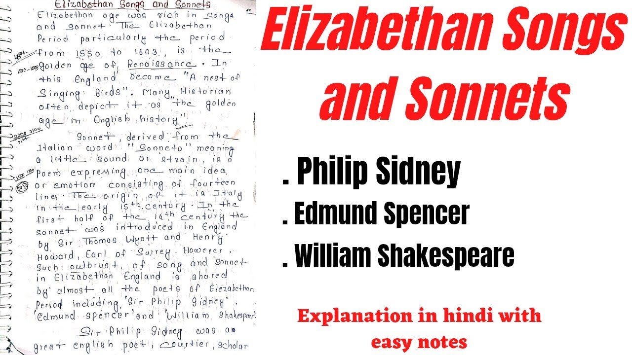 Elizabethan Song and Sonnet | Elizabethan Songs and Sonnet In English ...