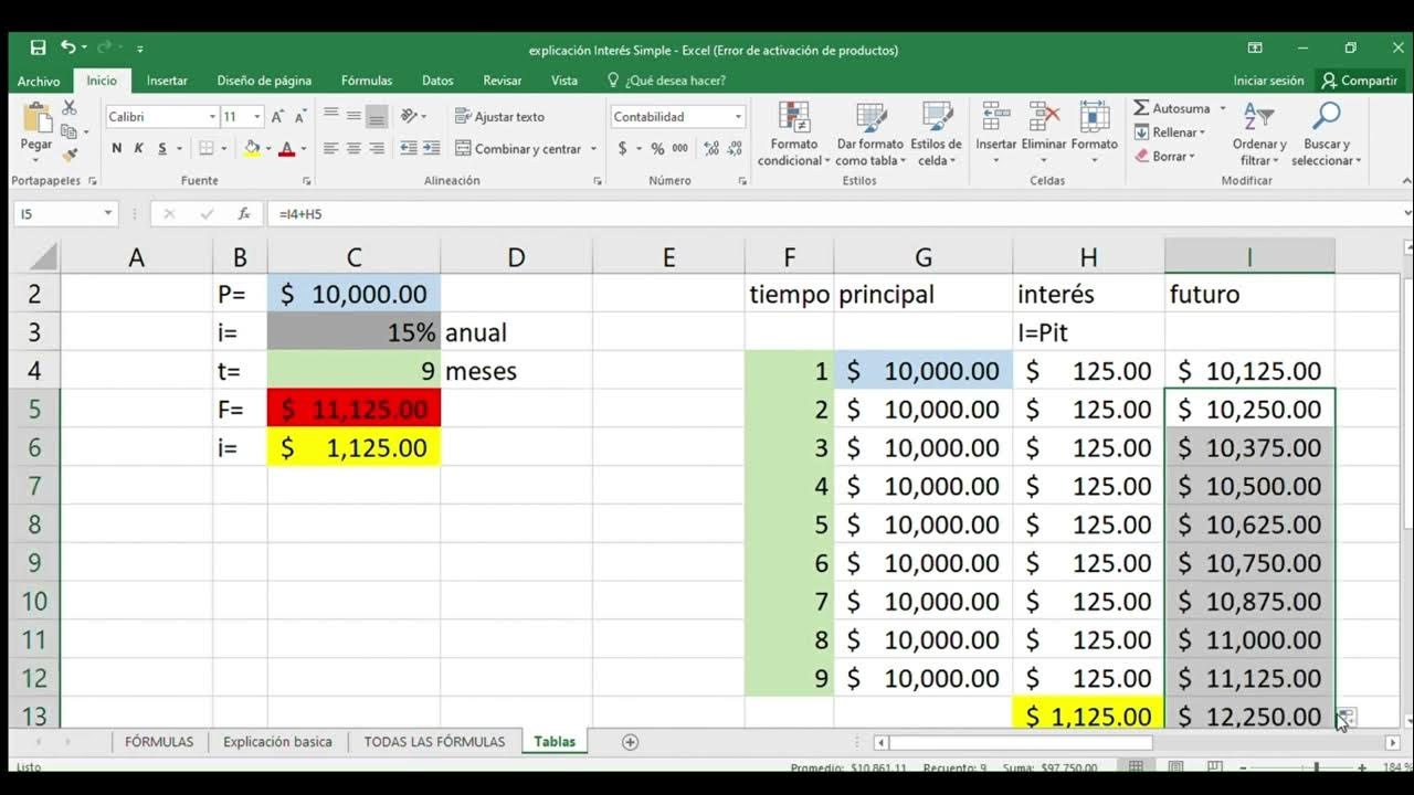Interés simple tablas de cálculos - YouTube