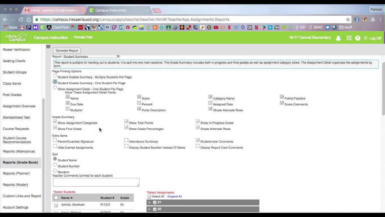 Gradebook Printing Progress Reports - YouTube