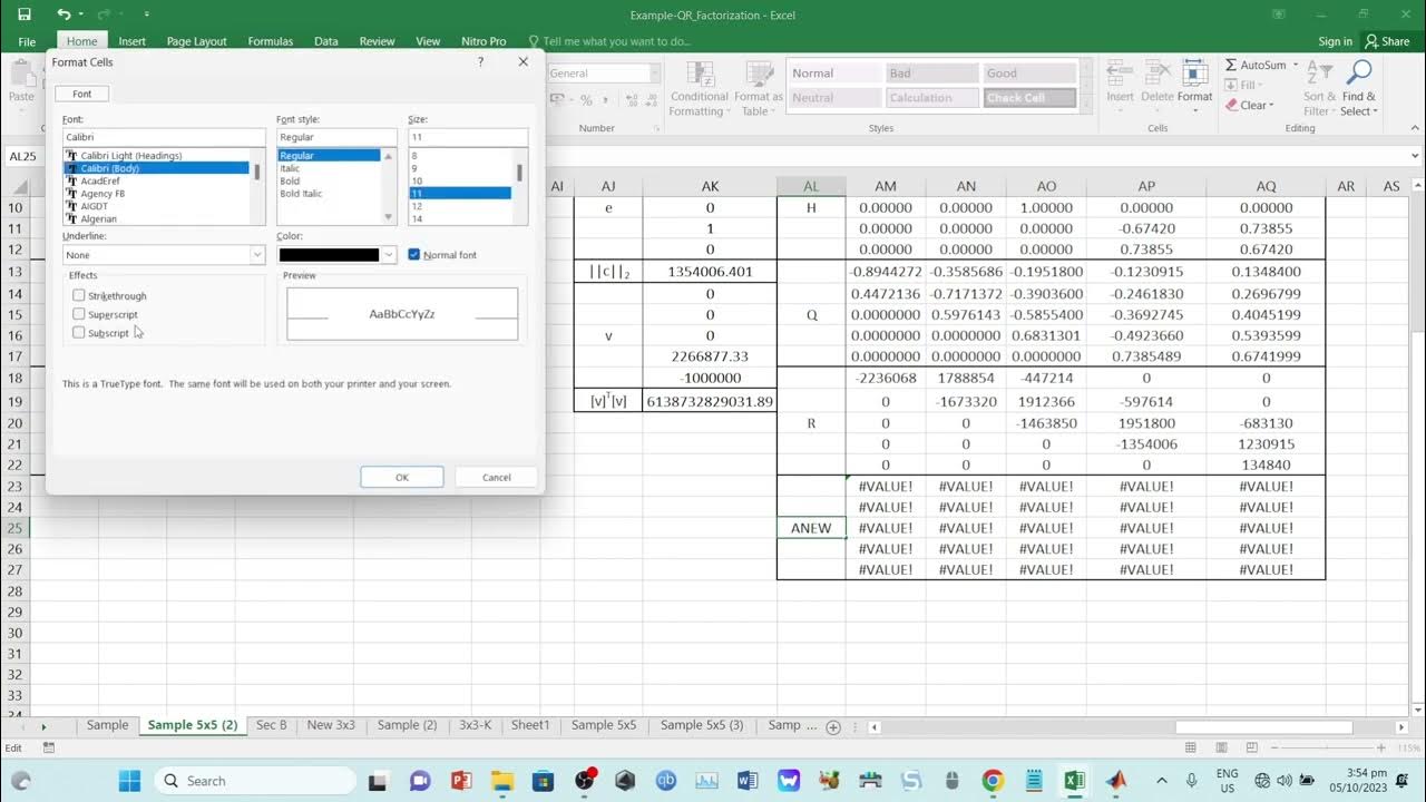 Finding Eigenvalue of 5x5 using Spreadsheet (QR Factorization and Iteration) - YouTube