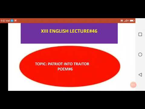 XIII ENGLISH LECTURE#46 TOPIC: PATRIOT INTO TRAITOR POEM#6 - YouTube