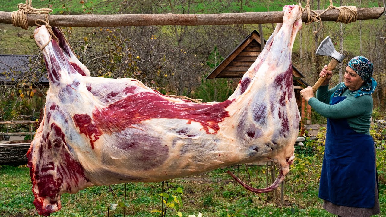 Rustic Meat Prep — Butchering Bull and Storing in Jars 🐂🏡 - YouTube