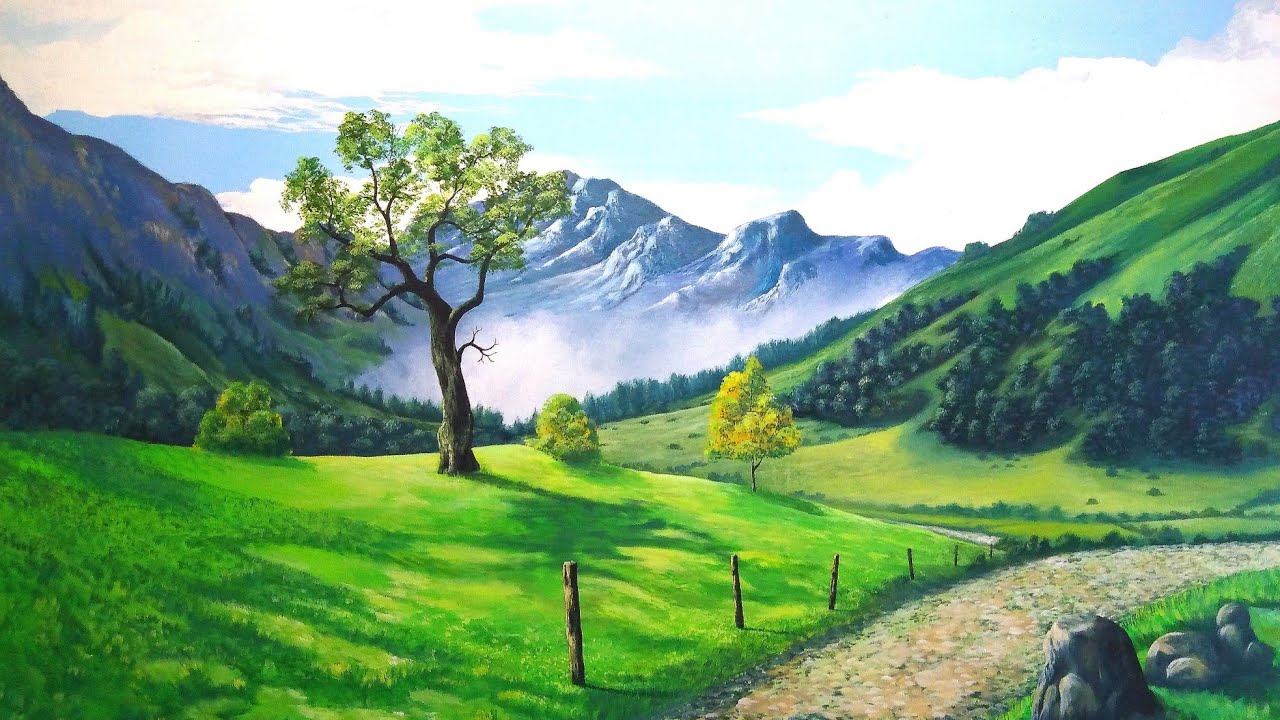 Acrylic Painting Tutorial/Time-lapse Painting/How to Paint a Landscape ...