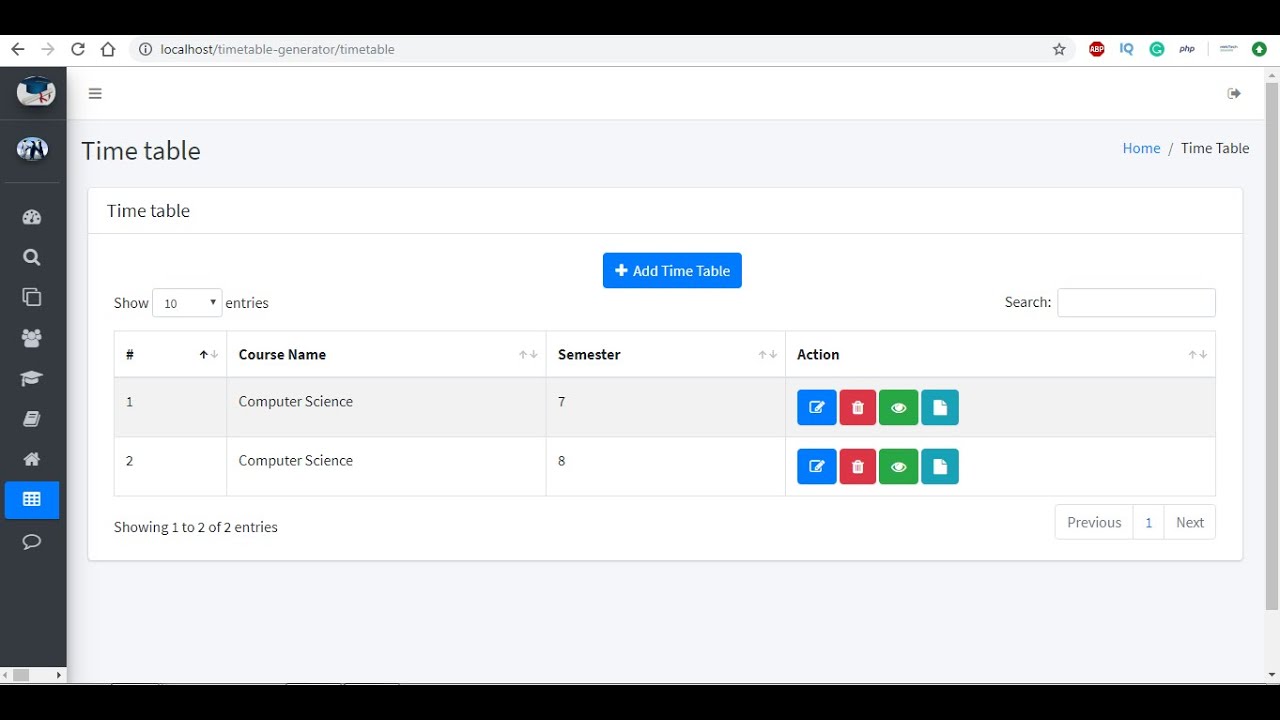 Time Table Generator Php Project In Codeigniter And Bootstrap Youtube