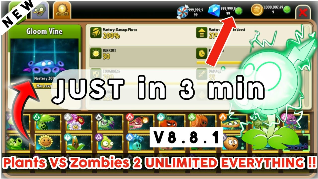 Plants VS Zombies 2 UNLIMITED Coins and Gems | Unlock All Plants ...