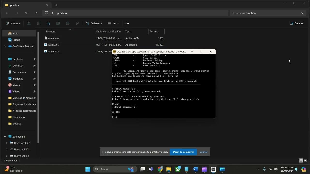 Codigo que suma dos numeros en ensamblador - YouTube