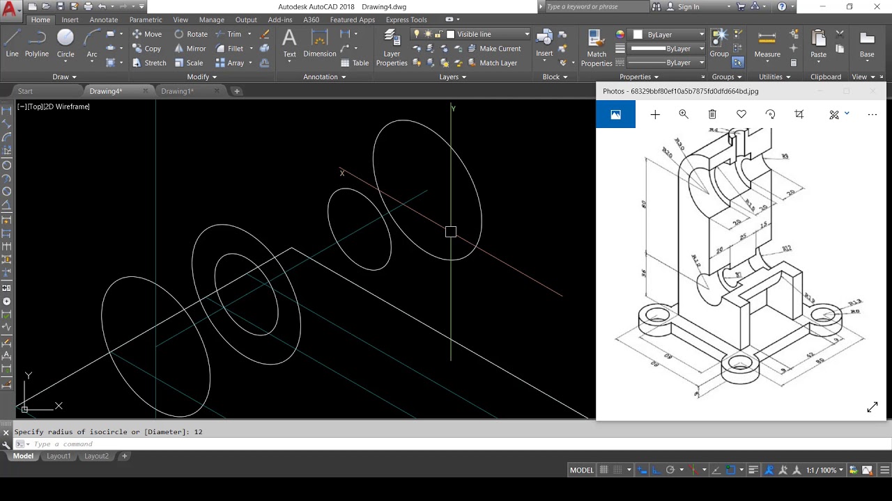 AutoCAD: Isometric Exercise 03 - YouTube
