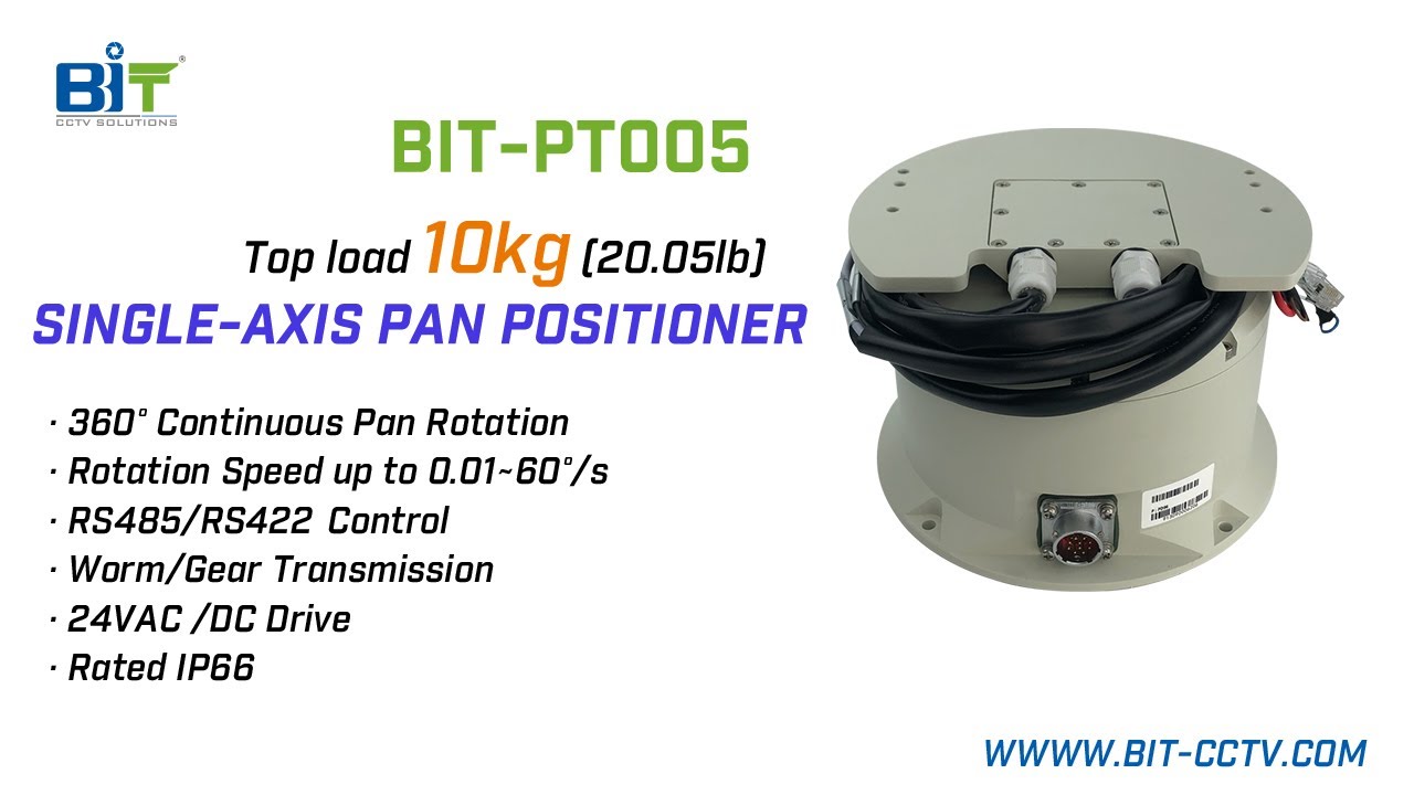 bit pt005 outdoor light duty single axis pan head positioner - YouTube