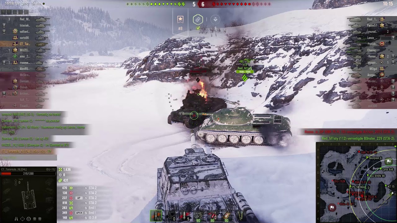 ISU 152 mannerheim line awesome teamplay with our 112 T9 game 1st class ...