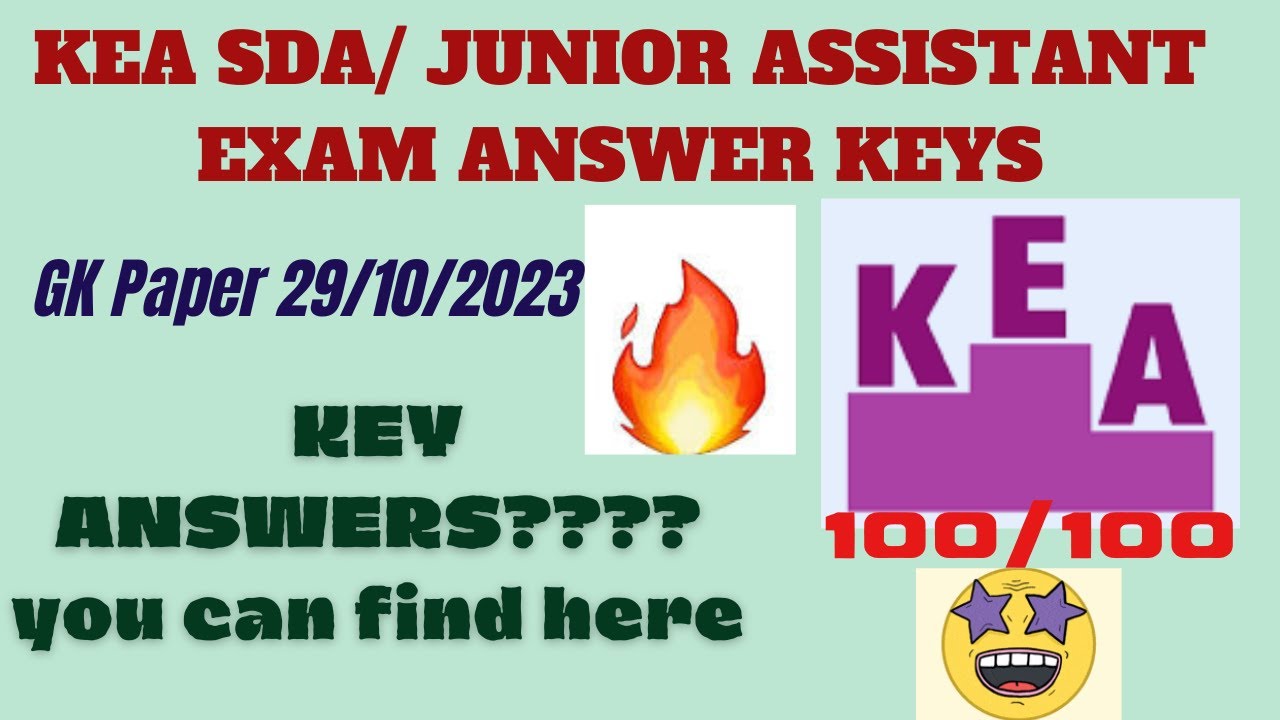 KEA SDA/ Junior assistant GK answer keys 29/10/2023 - YouTube