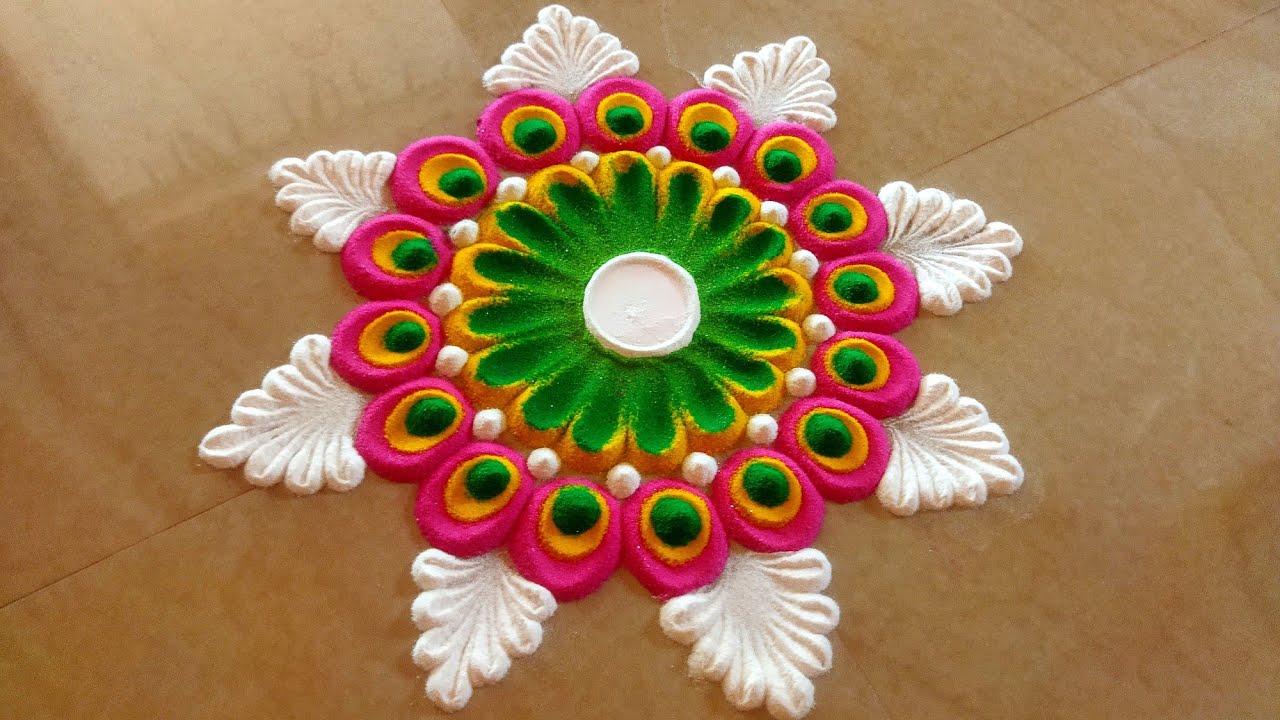 simple rangoli design. Easy & beginners rangoli design. Rangoli by ...