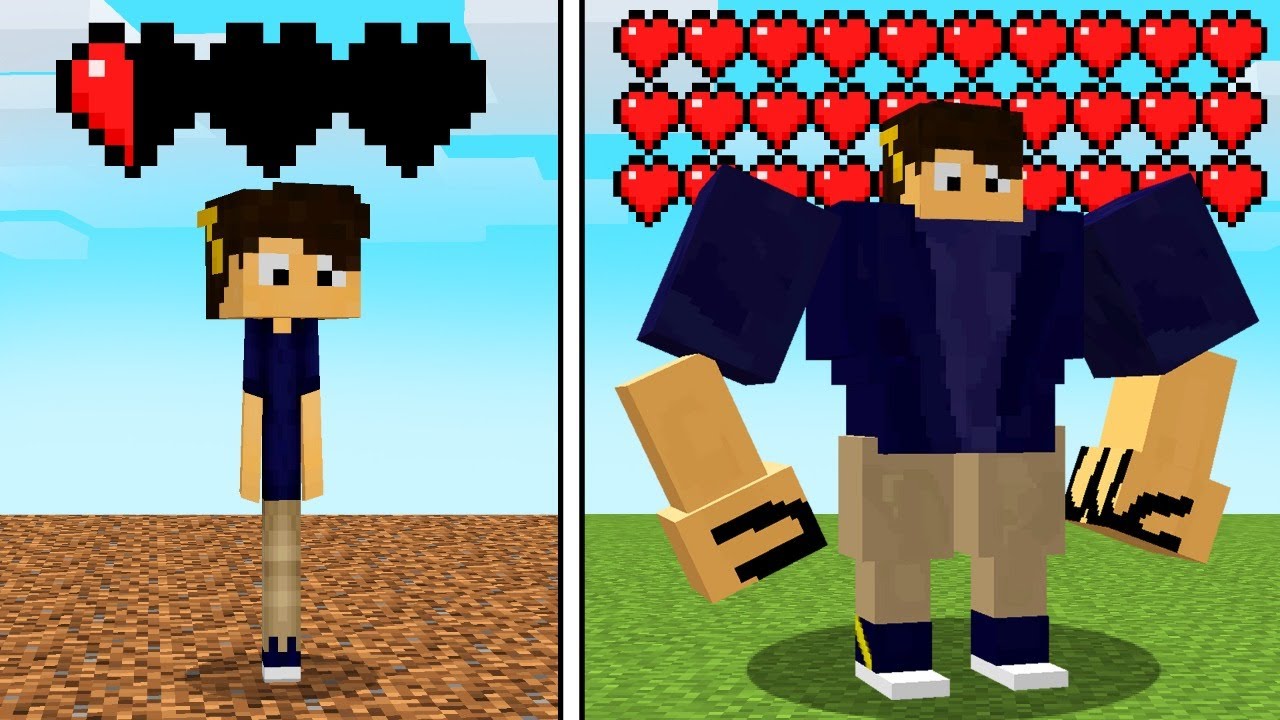 A Cada CORAÇÃO eu fico mais FORTE no MINECRAFT - YouTube