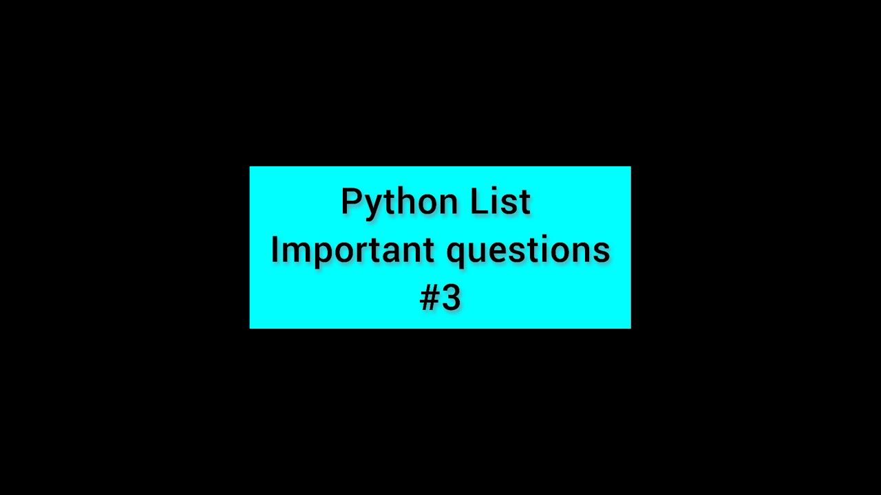 Python Lists Important Questions #shorts #pythonprogramming #youtubeshorts - YouTube
