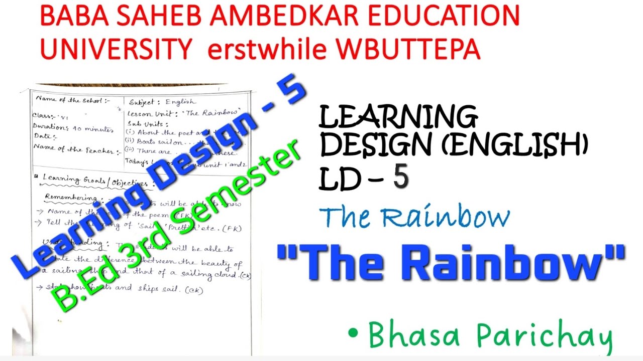 learning design 5|B.Ed 3rd Sem|English|BSAEU|WBUTTEPA||BHASA PARICHAY ...