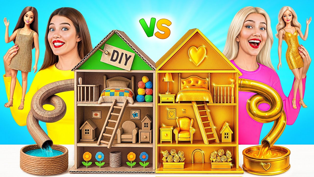 我們建造驚人的洋娃娃屋 富人 vs 窮人挑戰 | 有趣的挑戰 Super Hyper DO - YouTube
