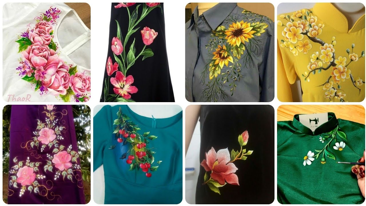 Hand Painted Dress Designs 2024 /Hand Paint Fabric Ideas/Fabric ...