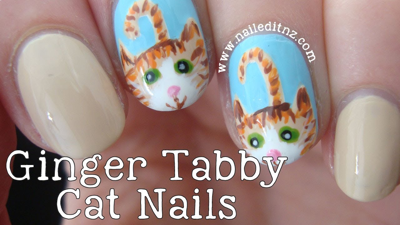 DIY Cat Nail Art | Ginger Tabby - YouTube
