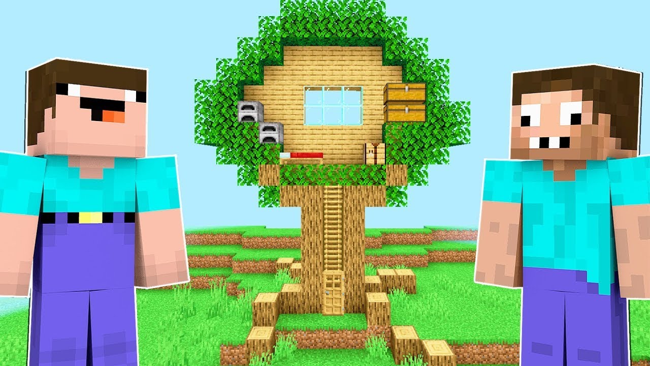 NOOB vs PRO: SECRET TREE HOUSE BUILD CHALLENGE Minecraft ! Noob and Pro ...