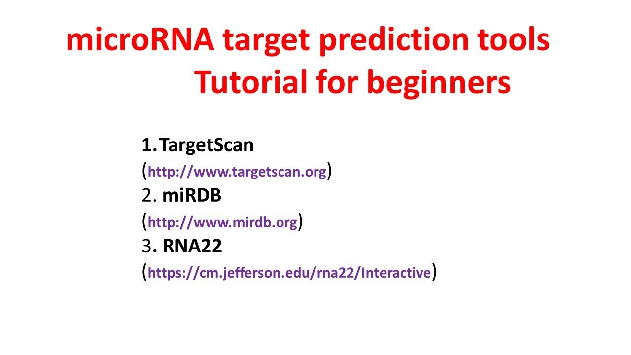 miRNA target prediction tools tutorial | Targetscan | miRDB | RNA22 ...
