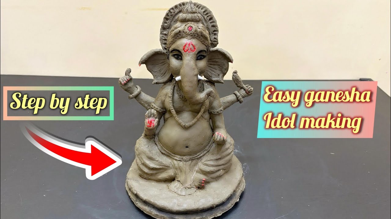 Easy ganesha making at home || Eco-friendly | clay art tutorial step by ...