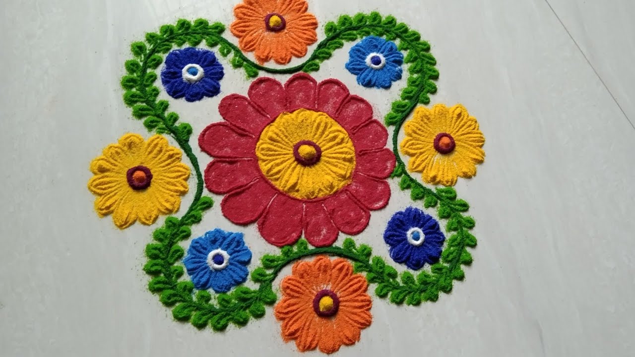 beautiful and colourful 🌺🌺 rongoli design 👍👍👍#akhil creation - YouTube